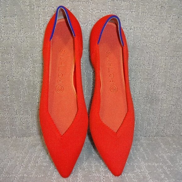 Rothy's | Shoes | Rothys The Point Retired Red Flame Slip On Flats ...